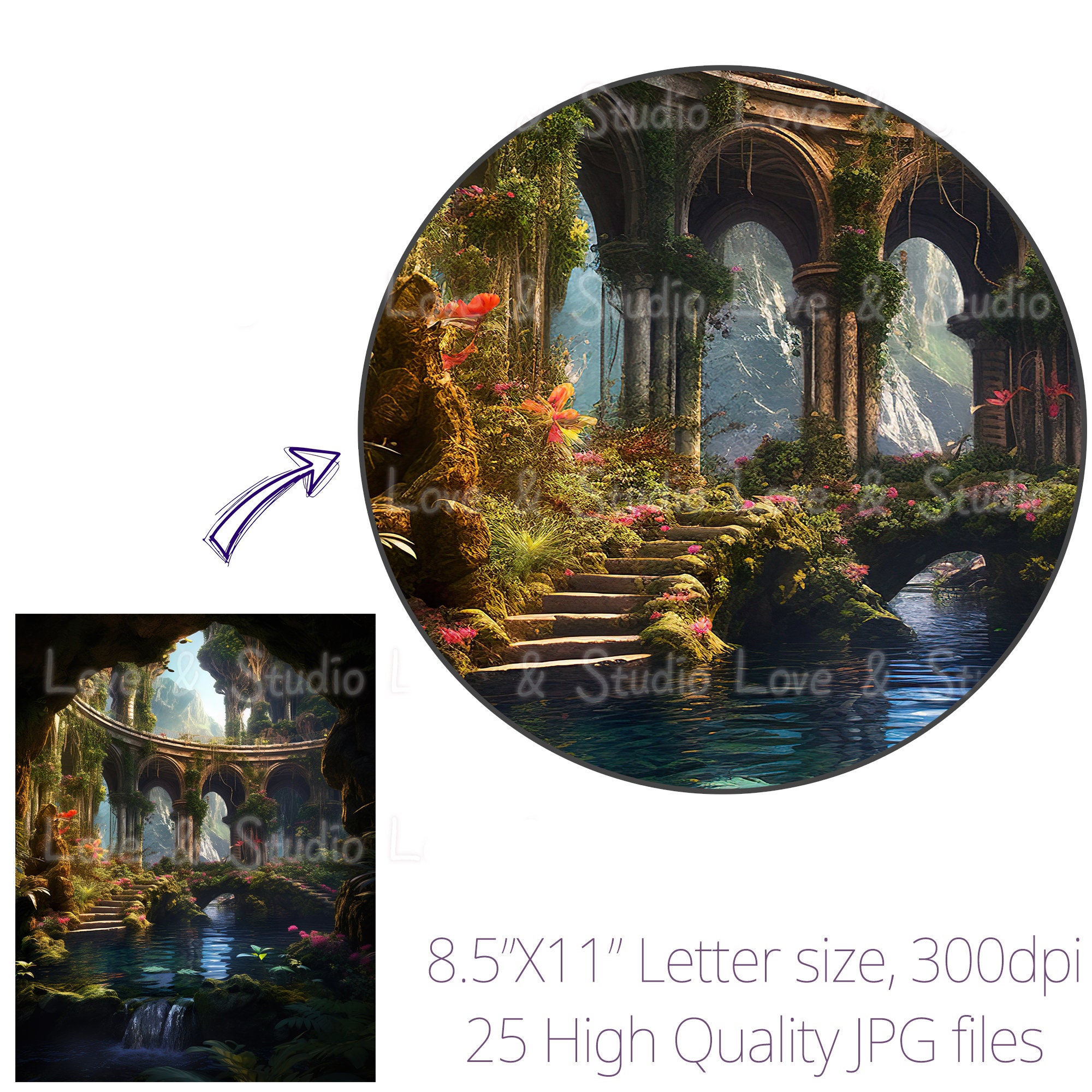 25 Hidden Realm Digital Paper, Fantasy World Background Pack. Digital ...