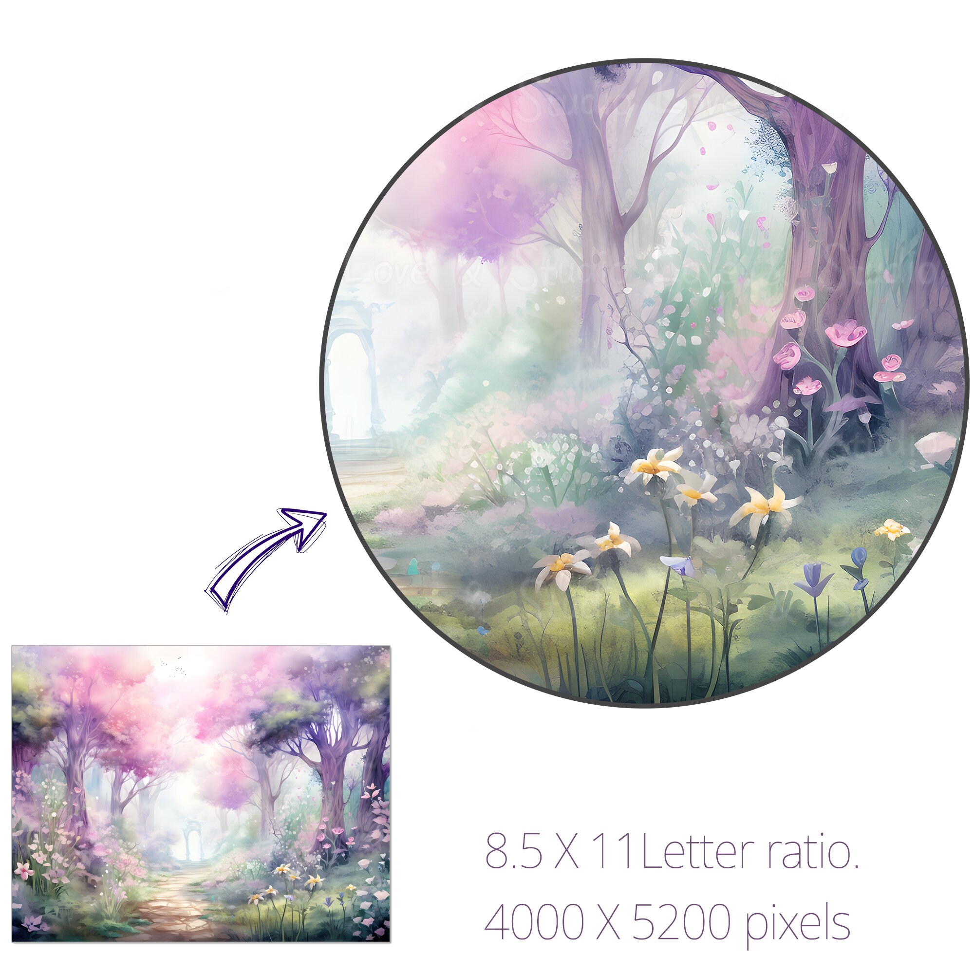 25 Pastel Enchanted Fairy Forest Digital Paper, Horizontal Type. Soft ...