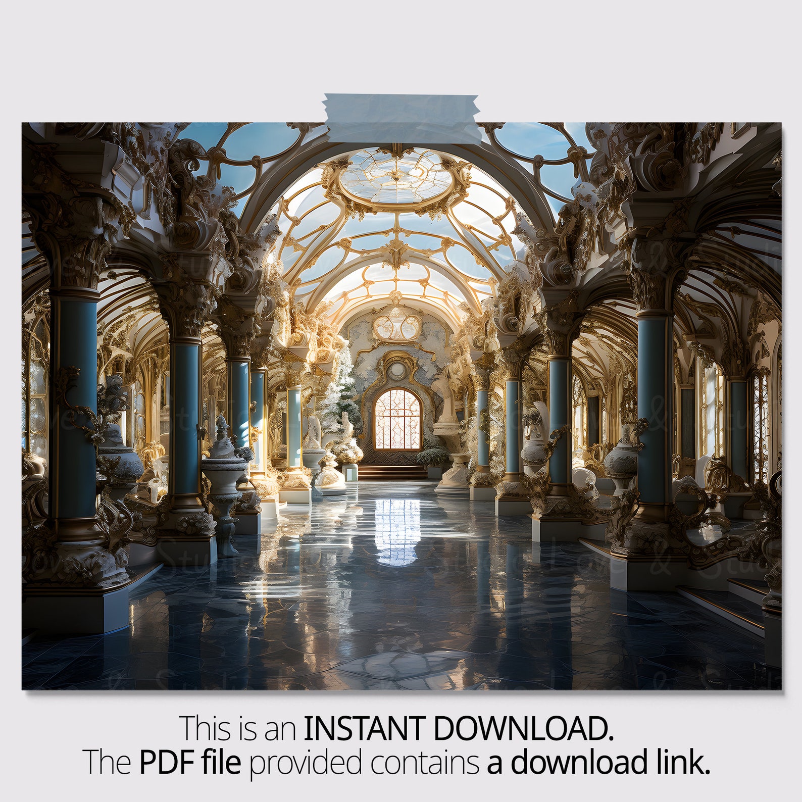 25 the Ice Gothic Palace Grand Hall Digital Paper, Amazing Fantasy ...