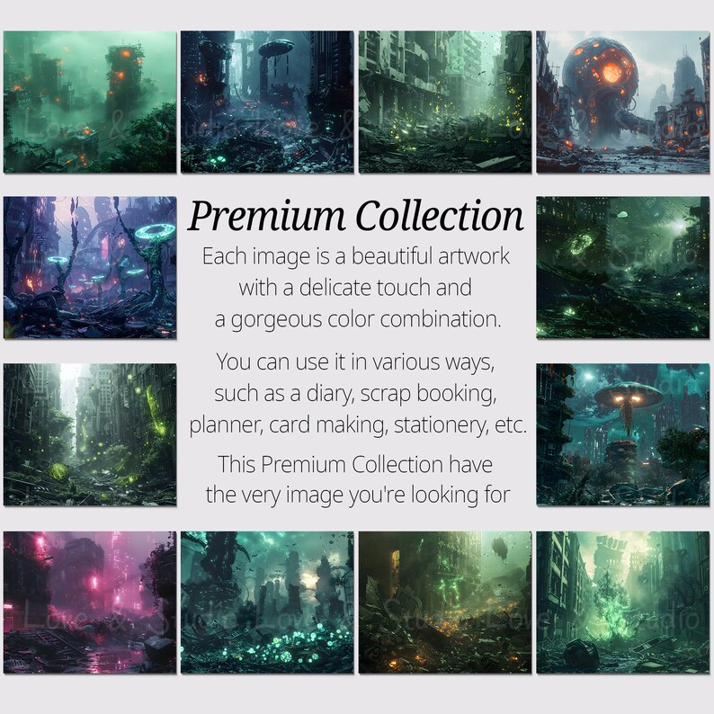 25 Alien Invasion Aftermath Digital Paper, Dystopian, Post Apocalyptic ...