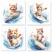 20 Cat on the Beach Clipart, Cute Kitten on Summer Vacation, Digital ...