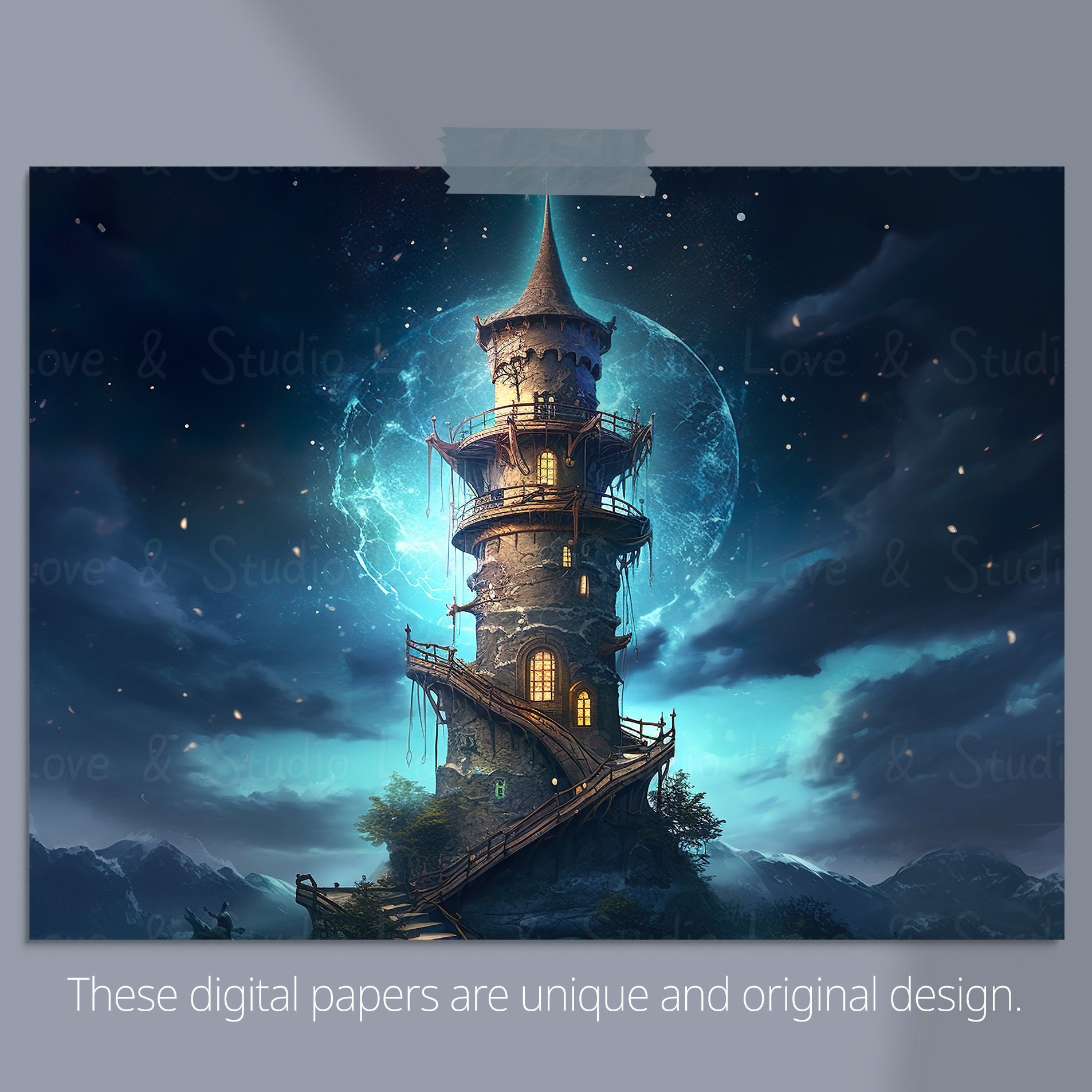 25 Wizard's Tower Digital Paper, Printable the Mysticism Ambiance. A ...