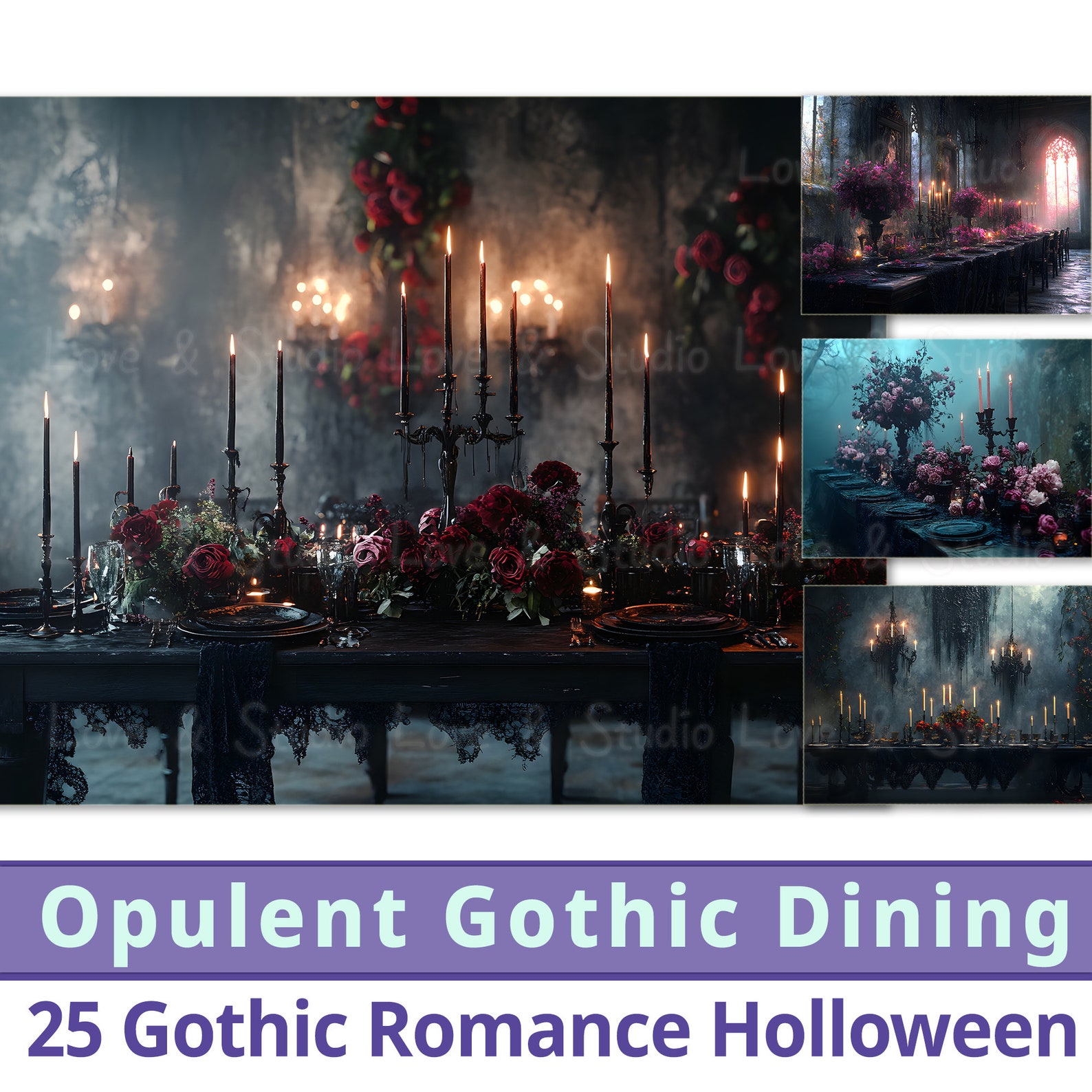 25 Opulent Gothic Dining Digital Paper, Printable Gothic Romance ...