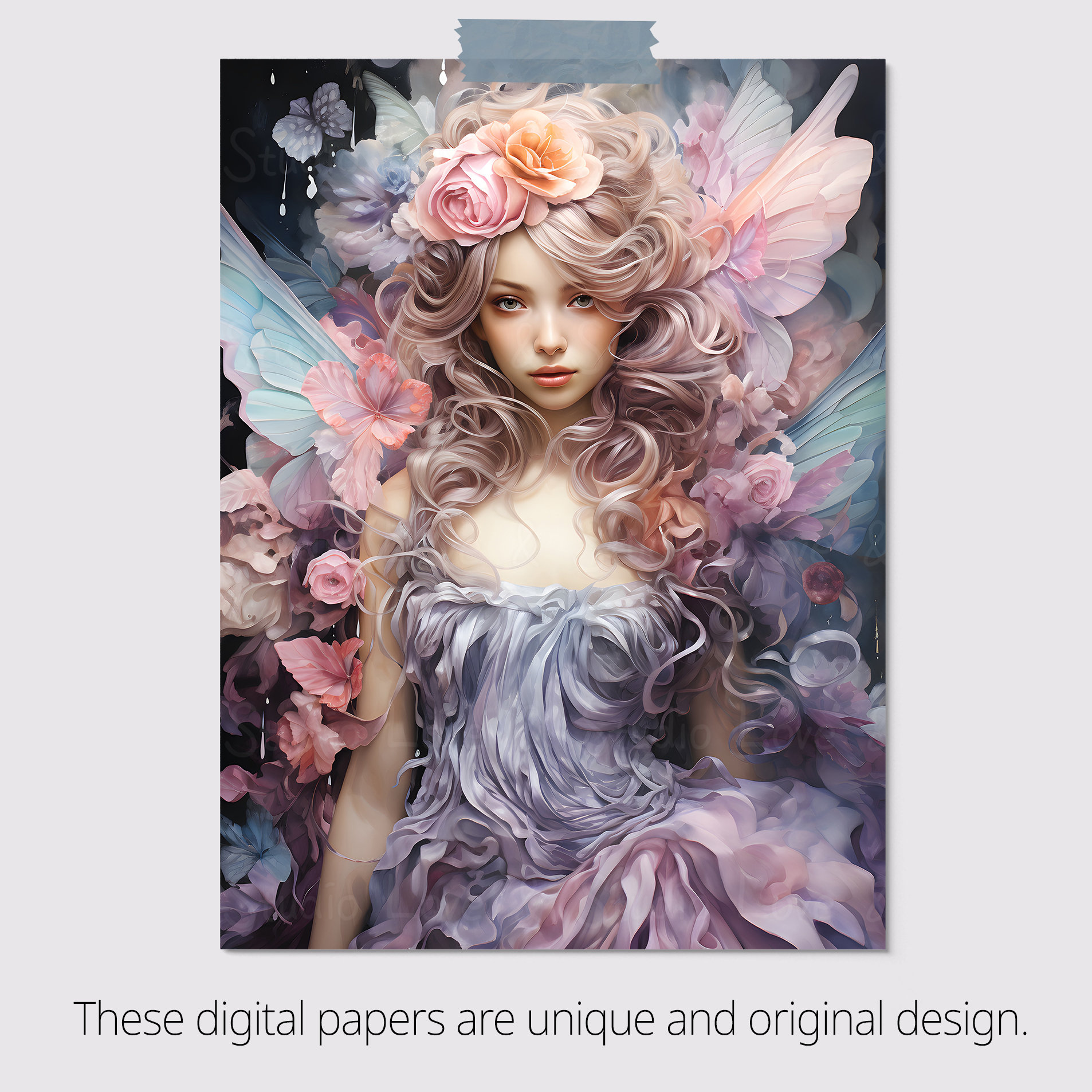 25 Watercolor Fairy Digital Paper, Printable Fantasy Background ...