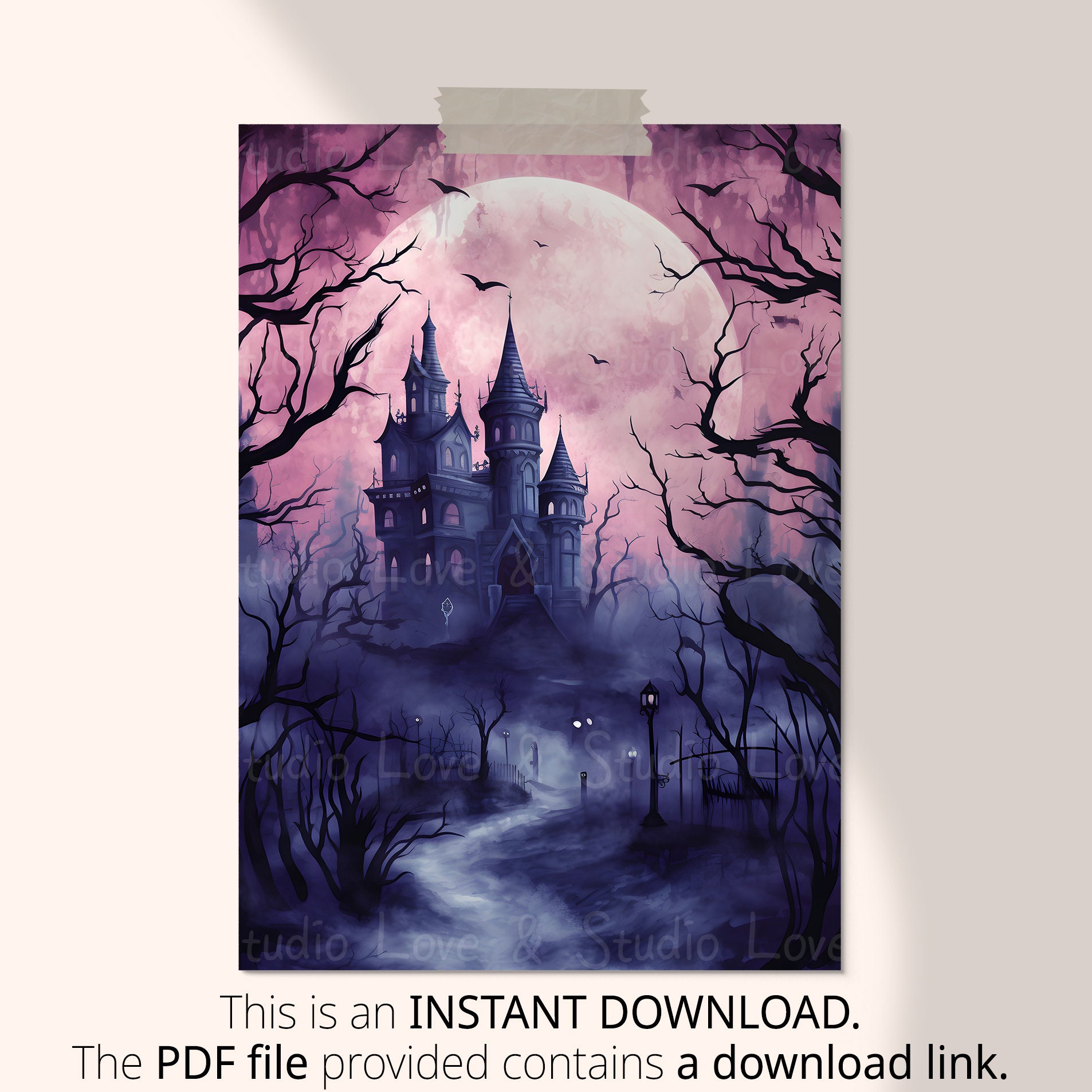 25 Haunted Mansion Digital Paper Watercolor Halloween Party - Etsy