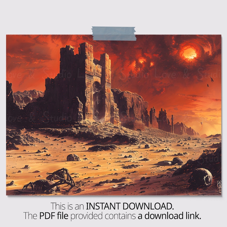 25 the Desolate Desert Digital Paper, Printable Dark Fantasy Background ...