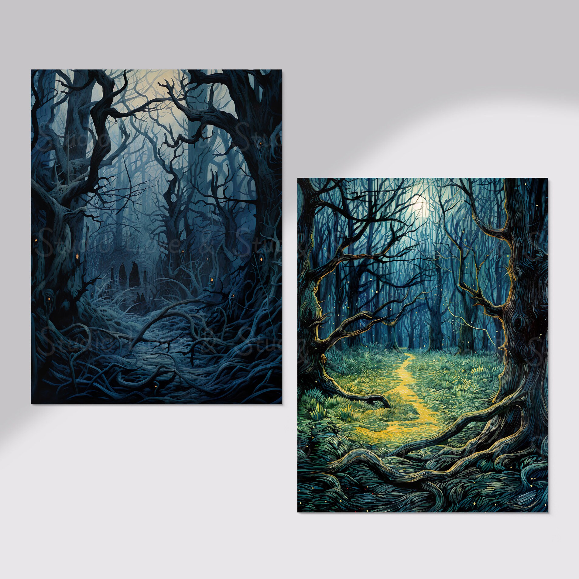 25 Cursed Forest Digital Paper. Watercolor Horror Printable. Halloween ...