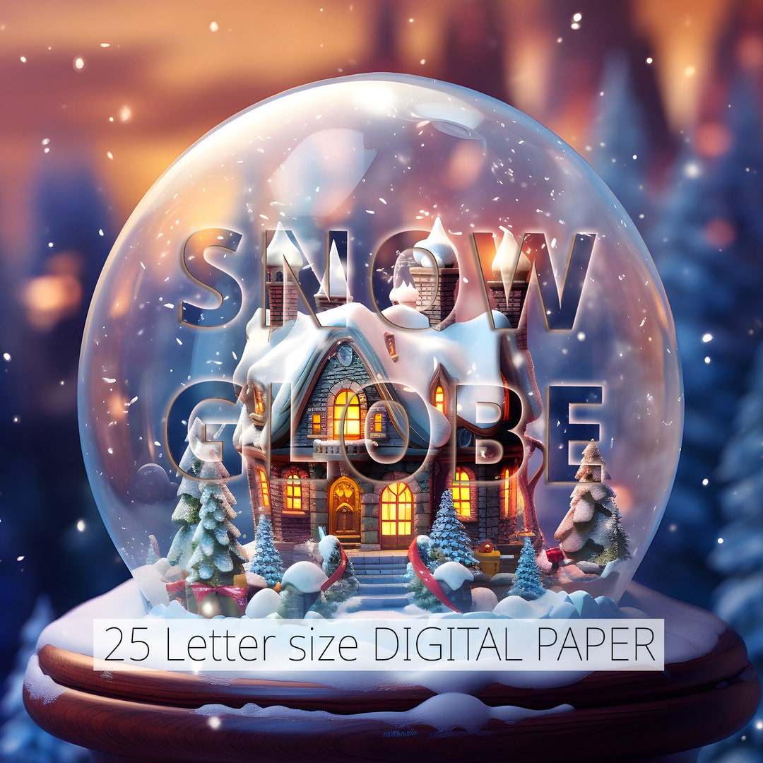 25 Whimsical Snow Globe Digital Paper, Printable Magical Christmas ...