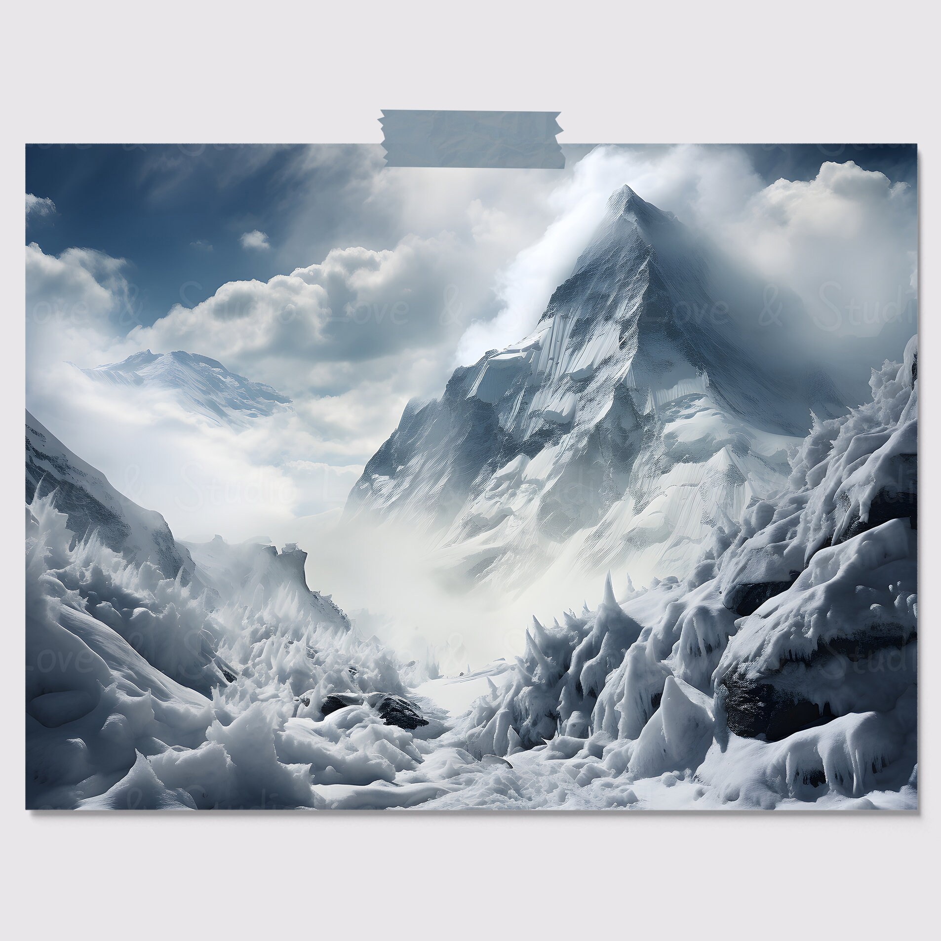 25 A Majestic Snowy Mountain Digital Paper, Fantasy Background. Overlay ...