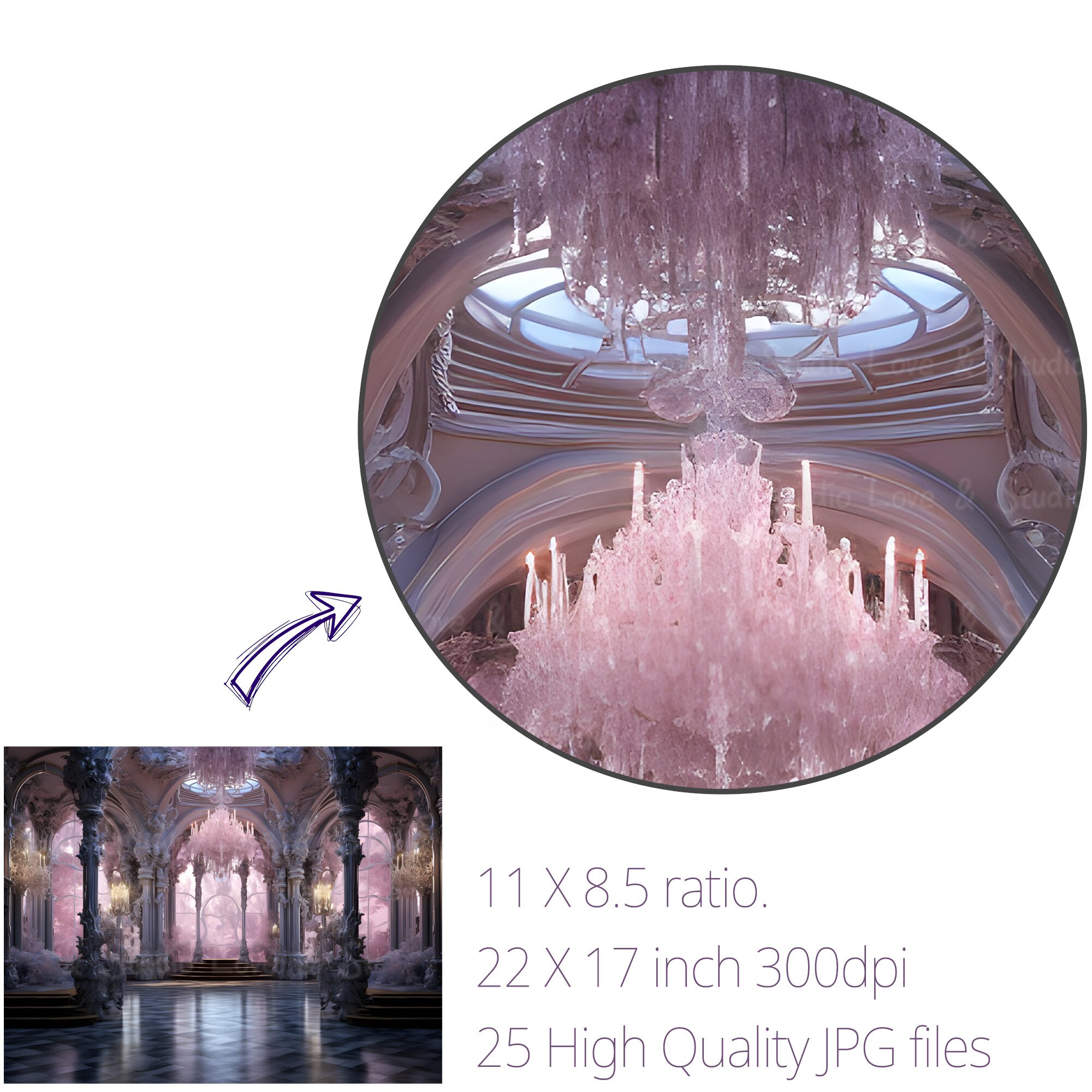 25 the Ice Gothic Palace Grand Hall Digital Paper, Amazing Fantasy ...