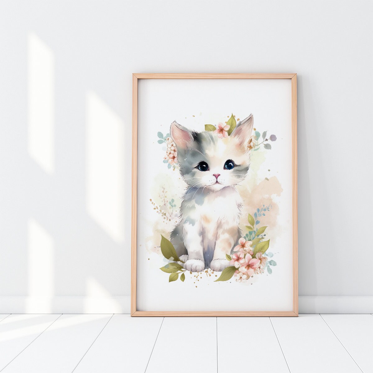 Set of 3 Prints of Kitten With Paster Floral Crown | Printable Cat ...