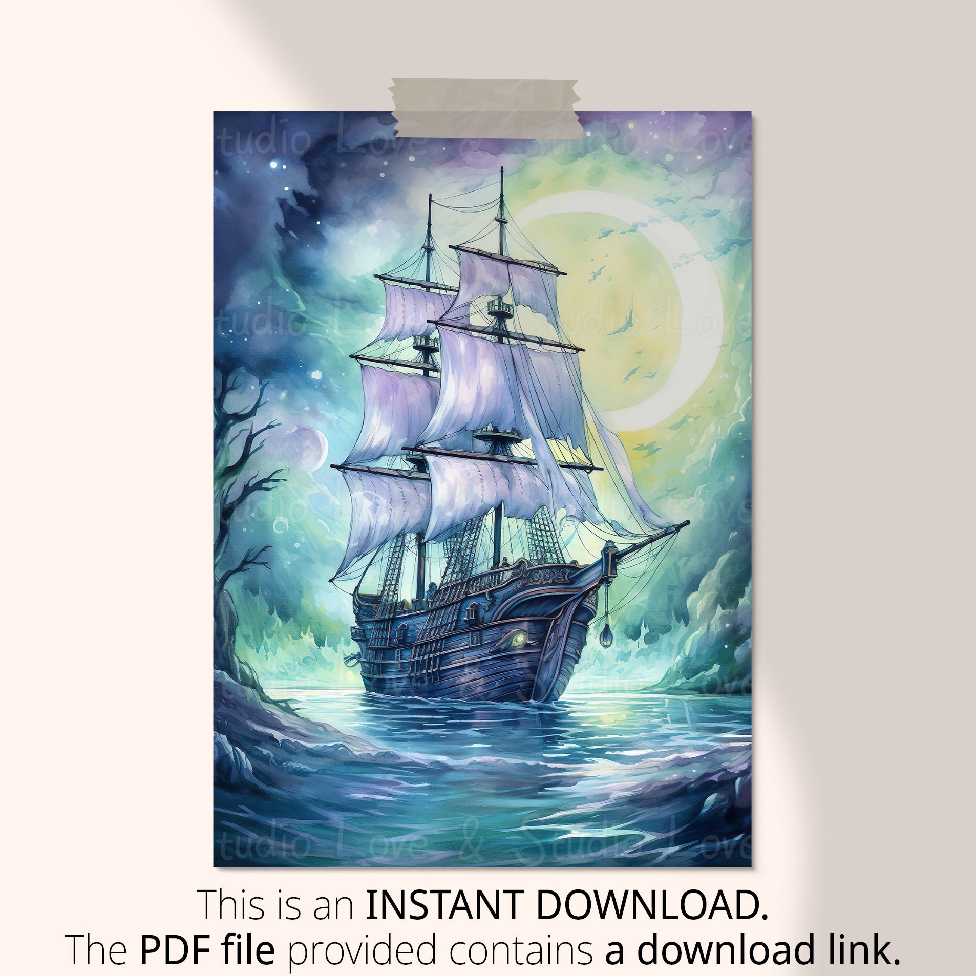 25 Pastel Pirate Ghost Ship Party Digital Paper, Soft Pastel Shade ...