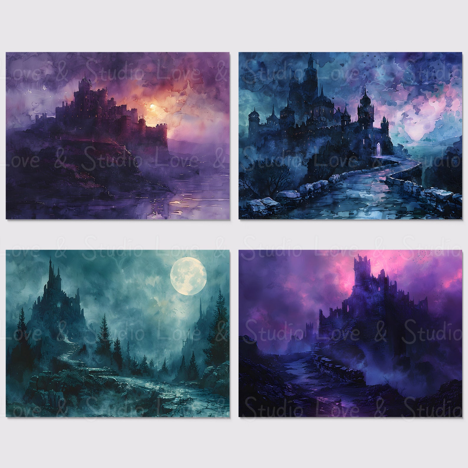 25 the Forsaken Citadel Digital Paper, Printable Dark Fantasy ...
