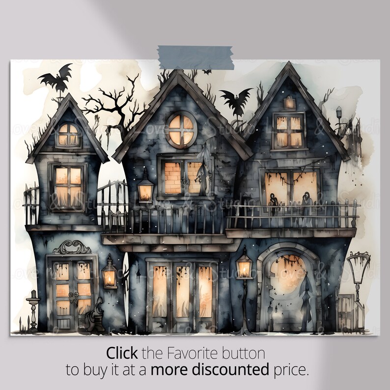 25 Skeleton Haunted House Clipart, Printable Halloween Wall Art ...