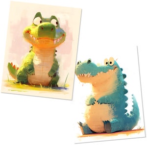 25 Joyful Baby Crocodile Digital Paper. Happy Safari Animal Clipart ...