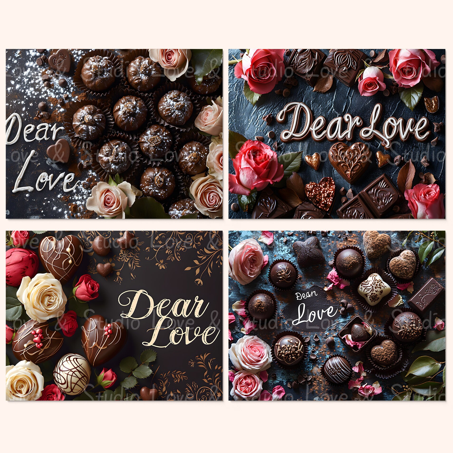 25 Dear Love in a Chocolate Digital Paper, Card Design for Valentine ...