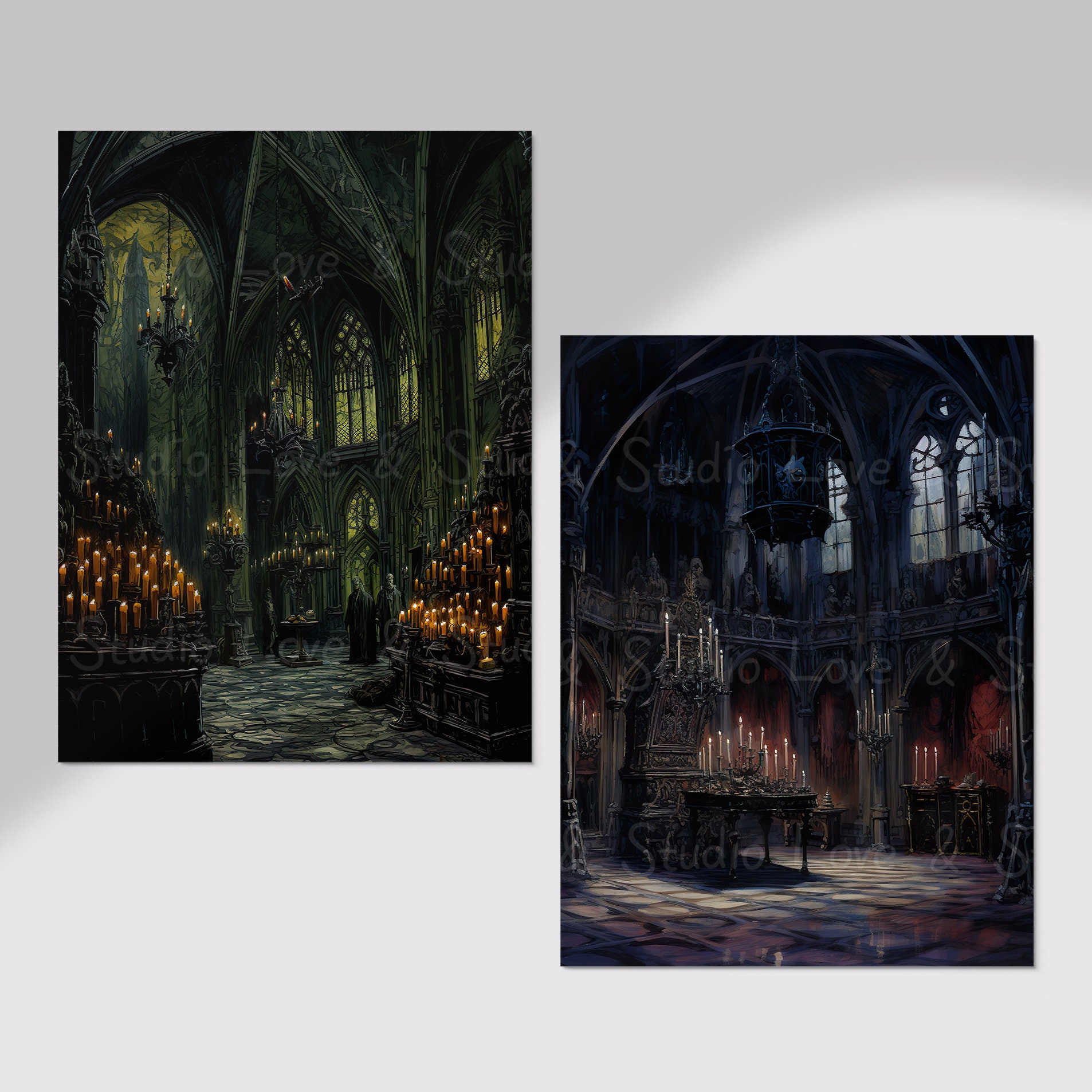 25 Vampires' Lair Digital Paper. Watercolor Horror Printable. Halloween ...