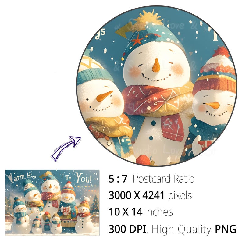 25 Whimsical Snowman Family Digital Paper, Winter Wonderland Christmas ...