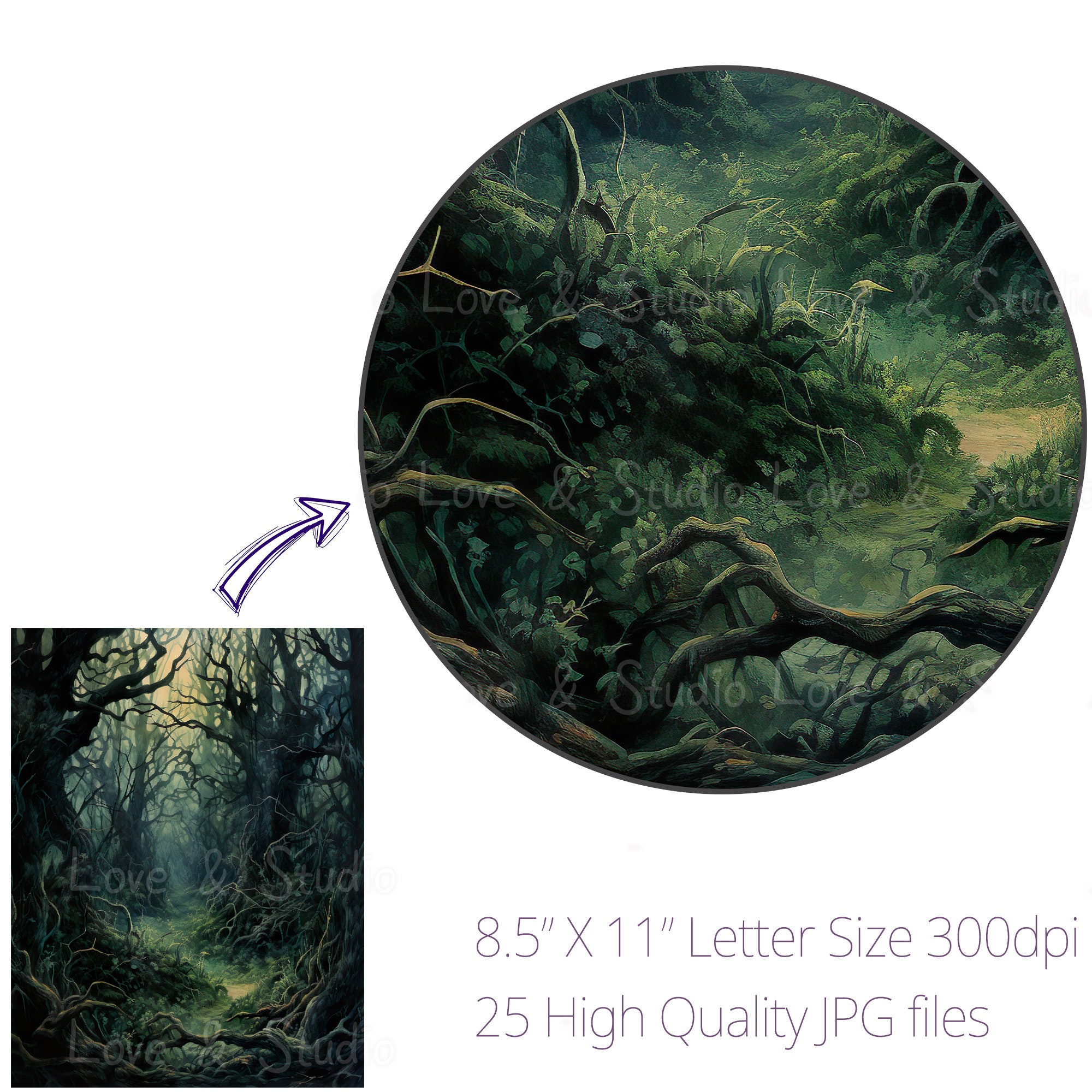 25 Cursed Forest Digital Paper. Watercolor Horror Printable. Halloween ...