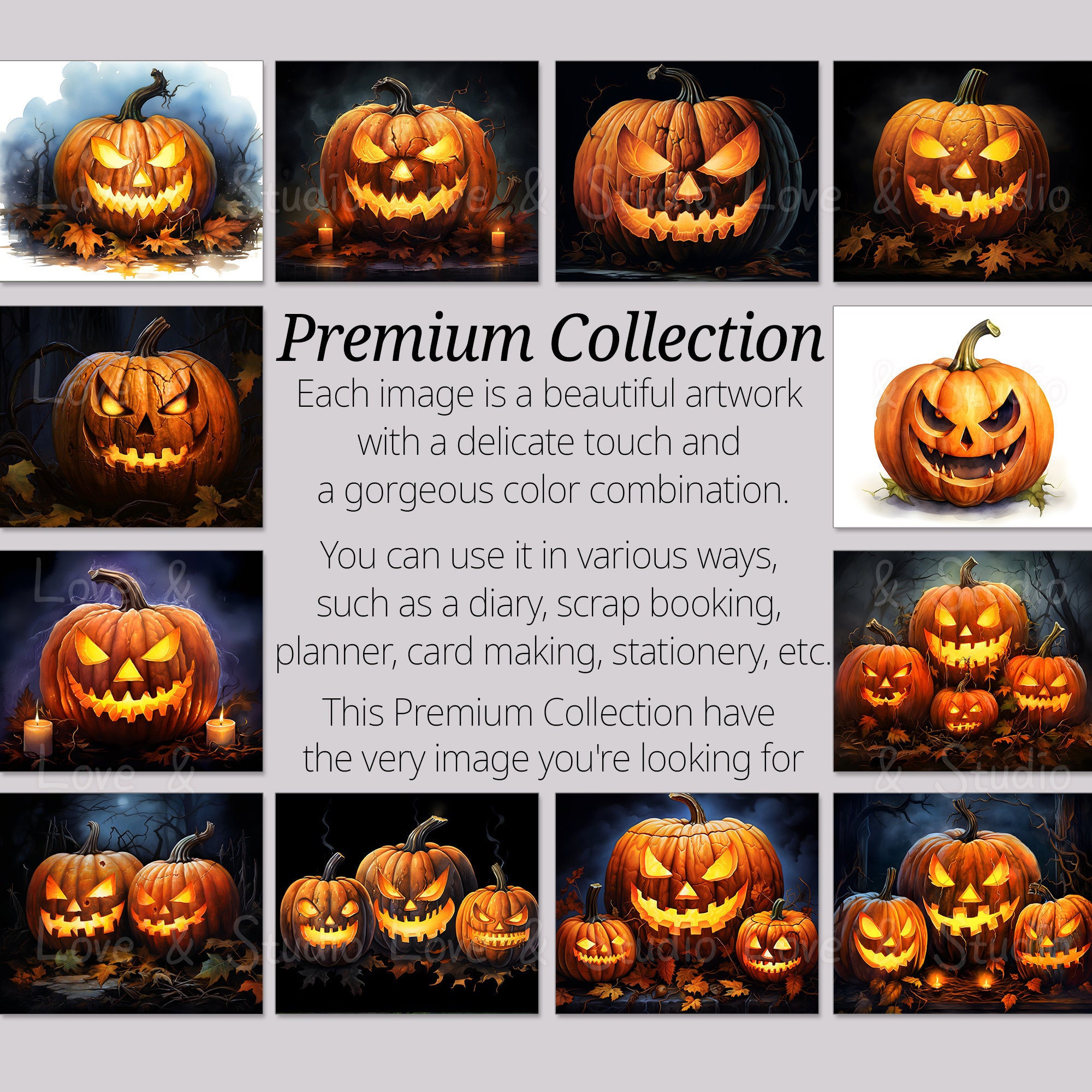 25 Jack O Lanterns Clipart Printable Halloween Pumpkin Wall - Etsy