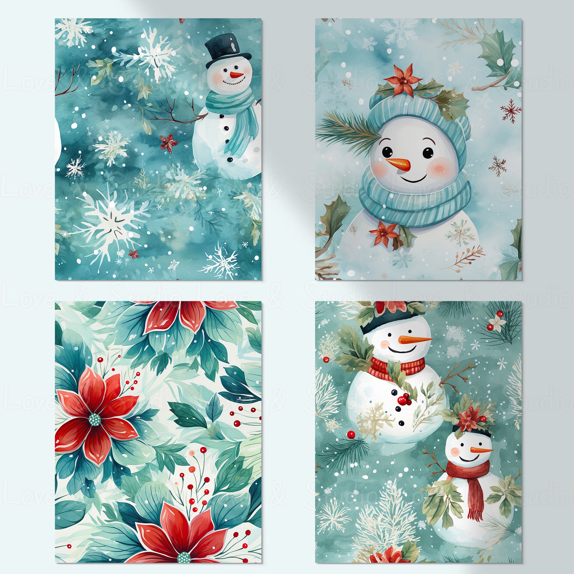 25 Snowman Seamless Digital Paper Snowflake Pattern. - Etsy