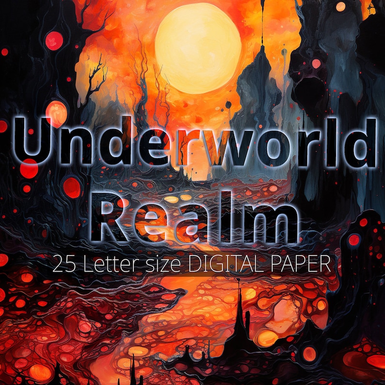 25 Underworld Realm Digital Paper. Watercolor Horror Printable ...