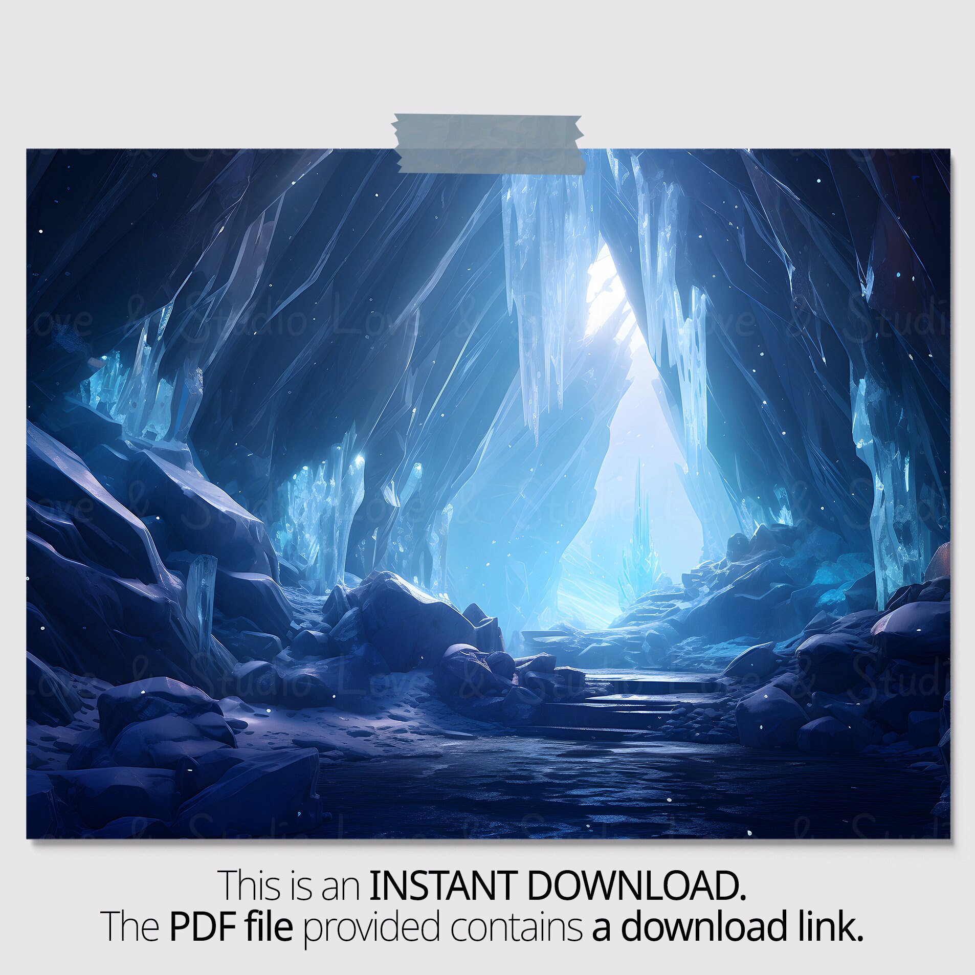 25 Hidden Crystal Cave Digital Paper, Enchanted Fantasy Background ...