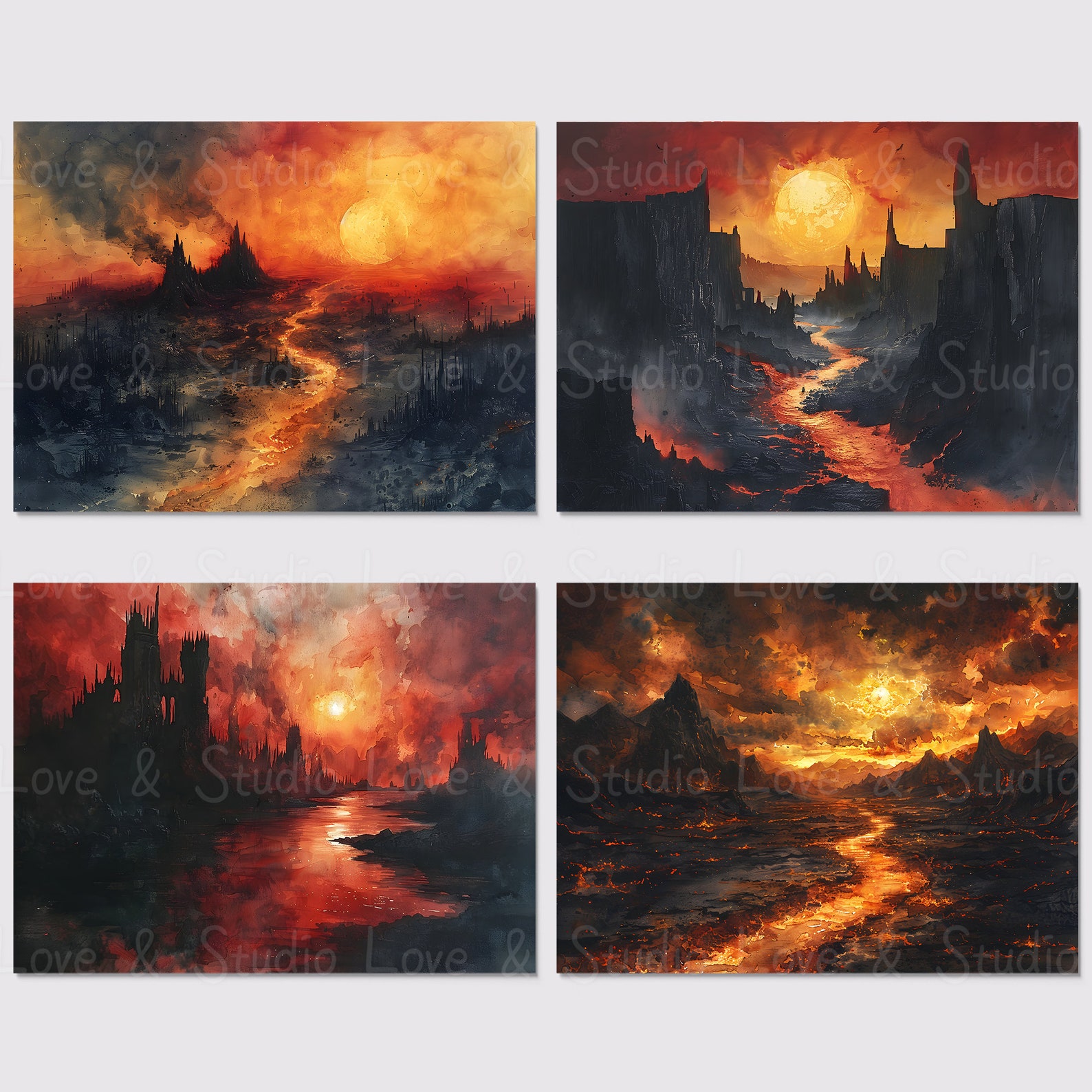 25 the Infernal Wastelands Digital Paper, Printable Dark Fantasy ...