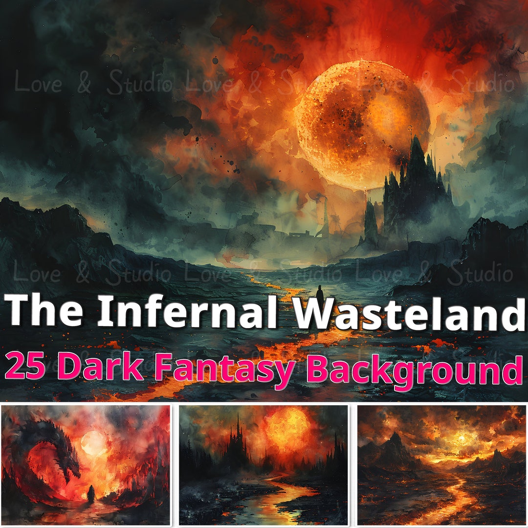 25 the Infernal Wastelands Digital Paper, Printable Dark Fantasy ...