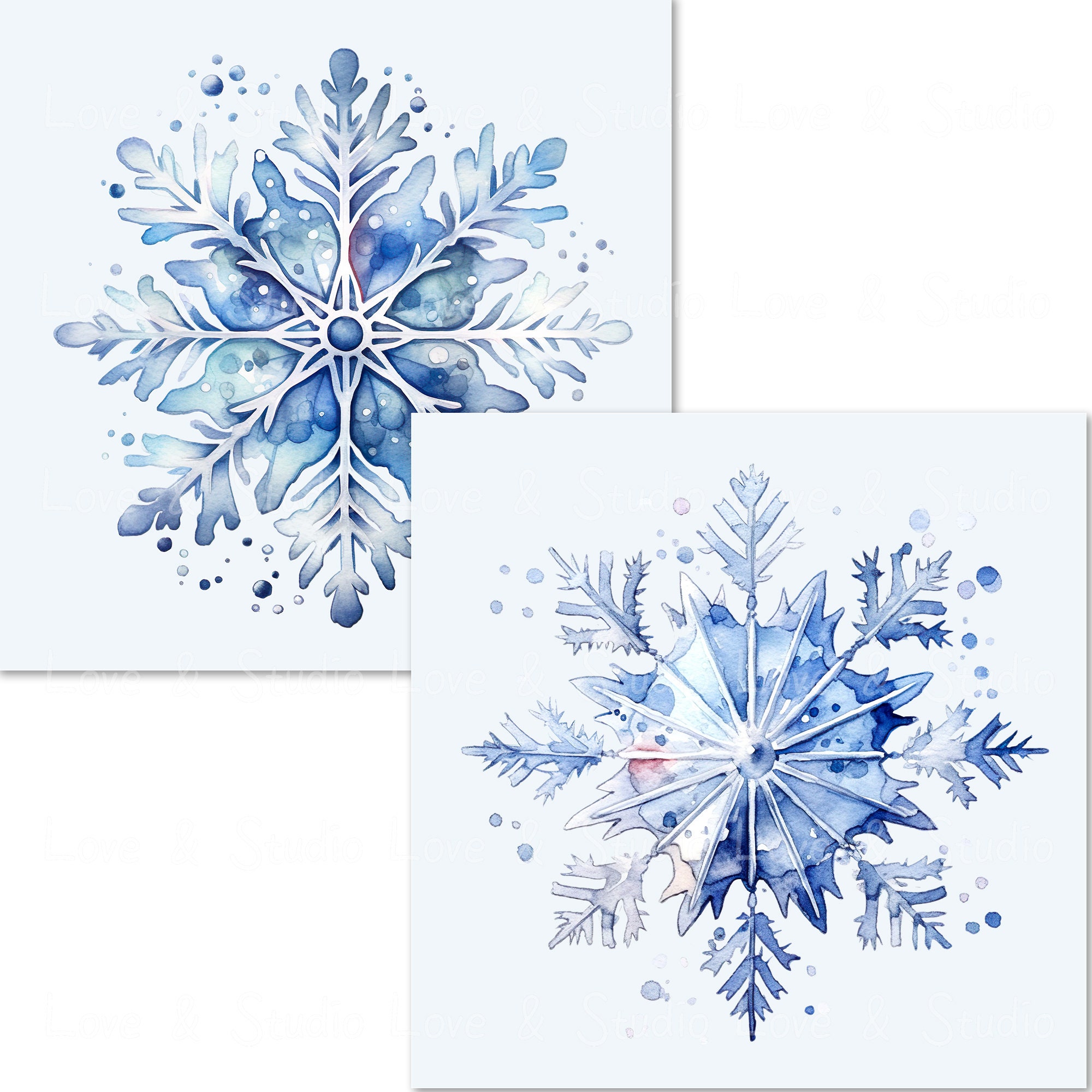 25 Watercolor Snowflake Clipart Christmas Party Digital - Etsy