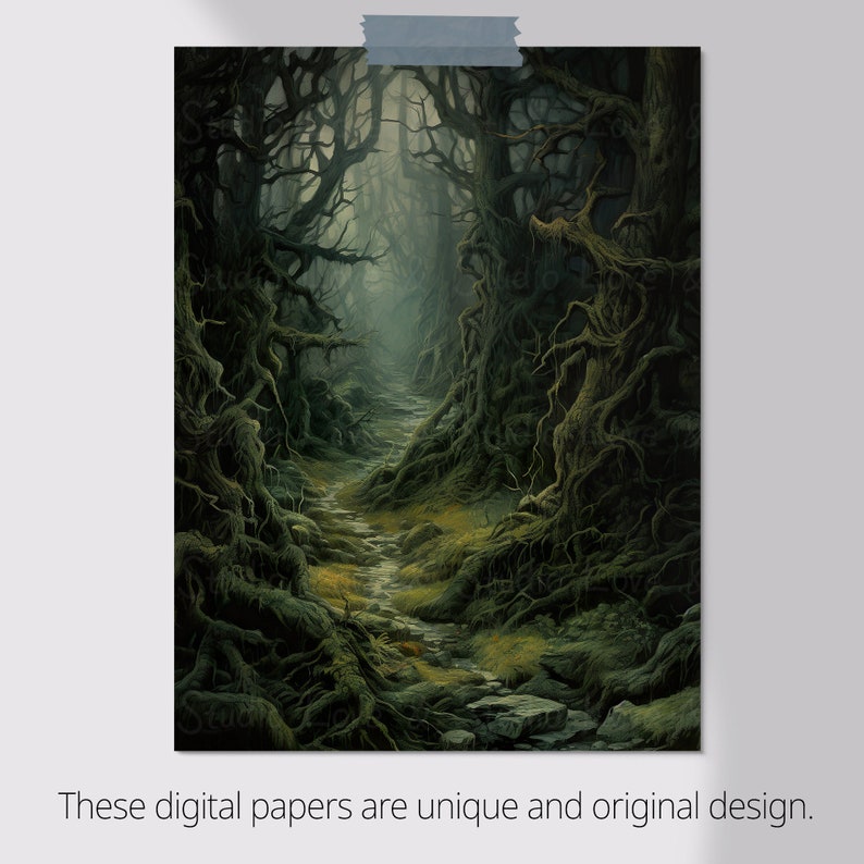 25 Cursed Forest Digital Paper. Watercolor Horror Printable. Halloween ...