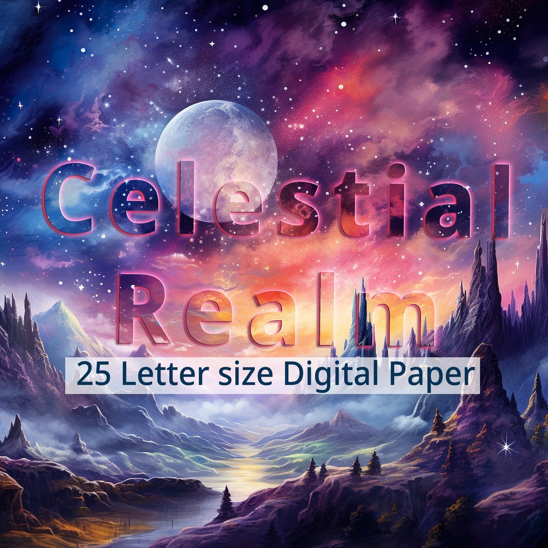25 Celestial Realm Digital Paper, Printable Watercolor Magical Fairy ...