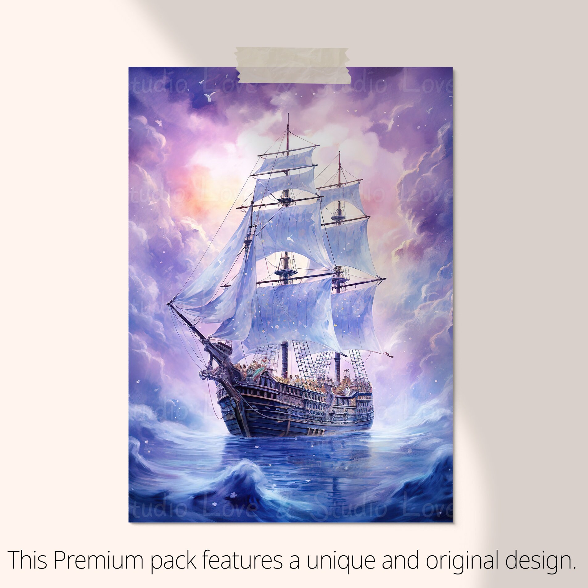 25 Pastel Pirate Ghost Ship Party Digital Paper, Soft Pastel Shade ...