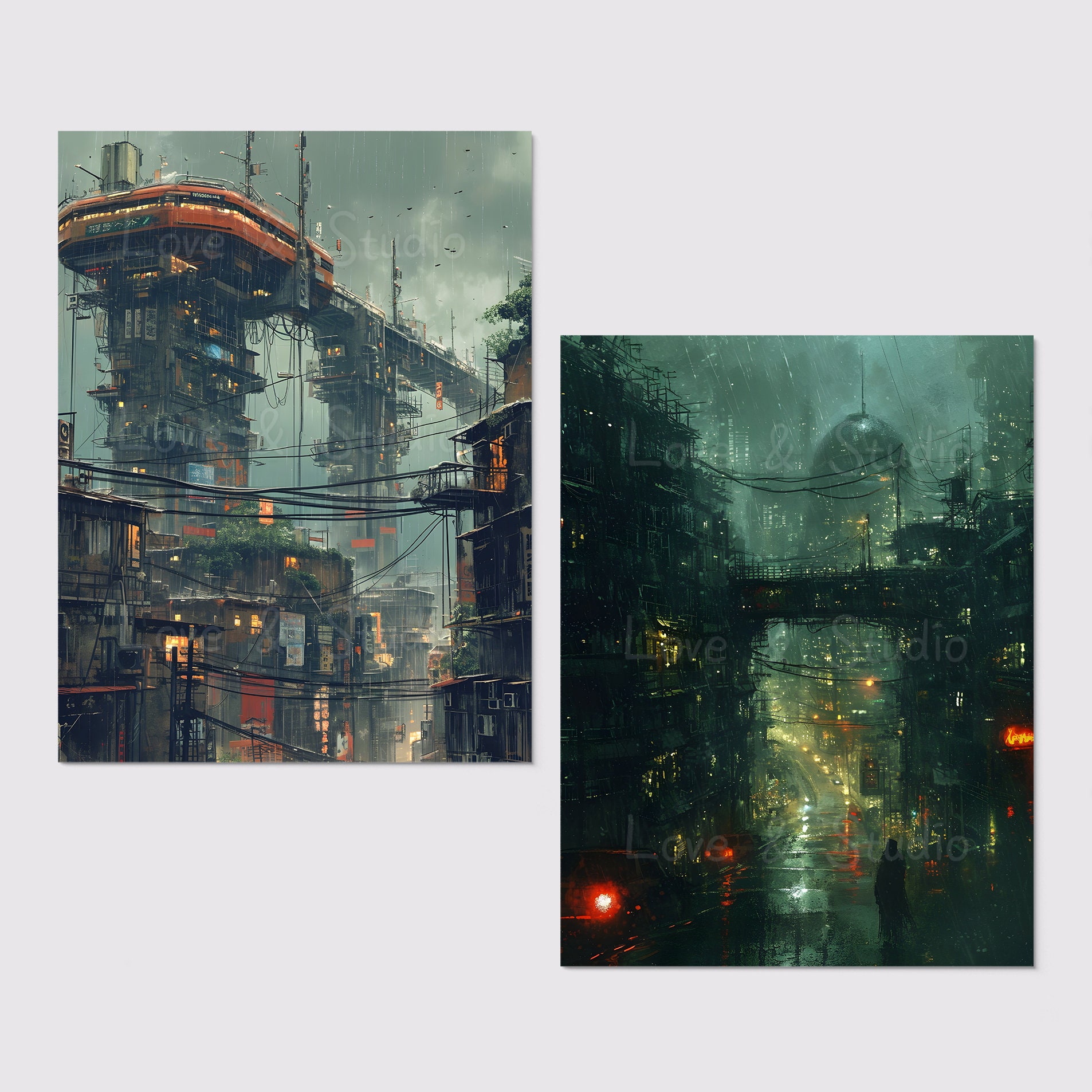 25 Dystopian Suburb Digital Paper, Printable Dystopian Futurescape ...