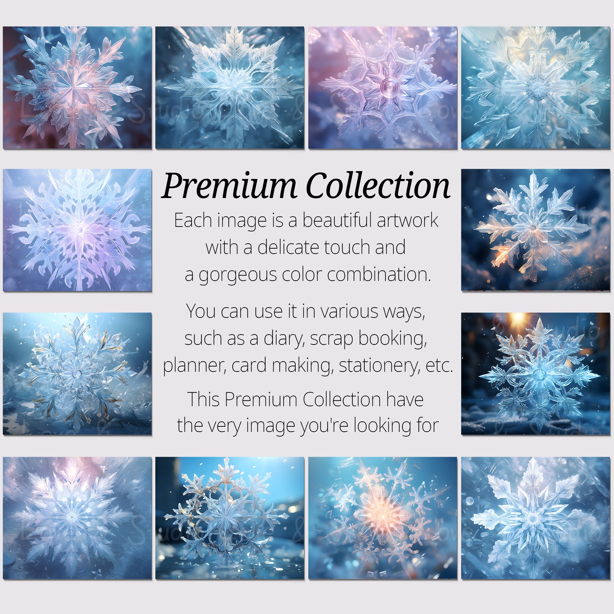 25 Ice Crystal Mandala Digital Paper, Printable Fantasy Snowflake, A ...