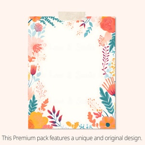 25 Floral Printable Letter Papers, Watercolor Page Border. Digital ...