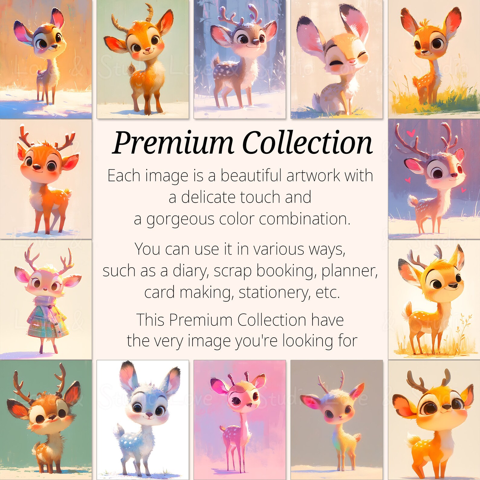 25 Joyful Baby Gazelle Digital Paper. Happy Safari Animal Clipart ...