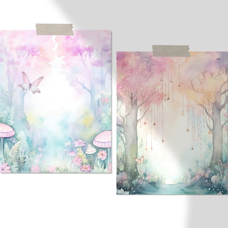 25 Pastel Enchanted Fairy Forest Digital Paper, Soft Pastel Shade ...