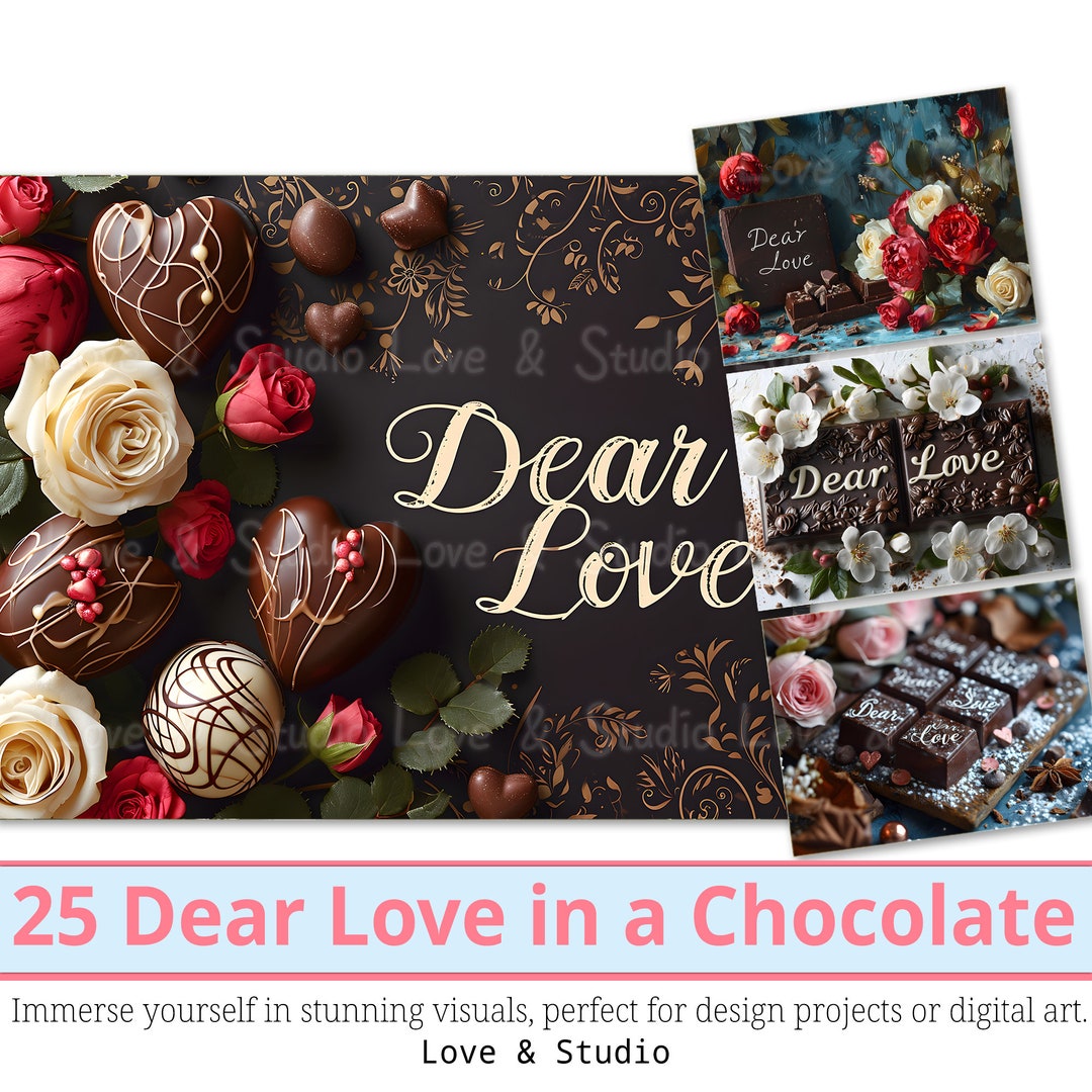 25 Dear Love in a Chocolate Digital Paper, Card Design for Valentine ...