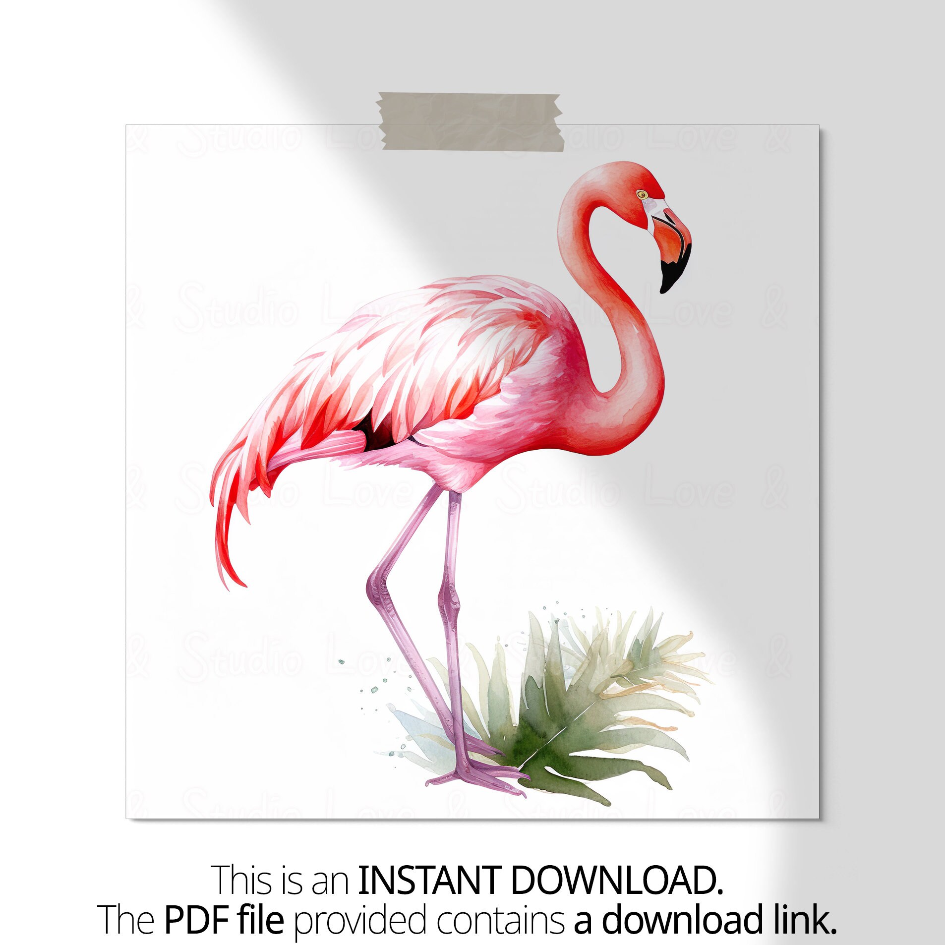 25 Pink Flamingo Watercolor Clipart, Tropical Birds With Flowers, High ...