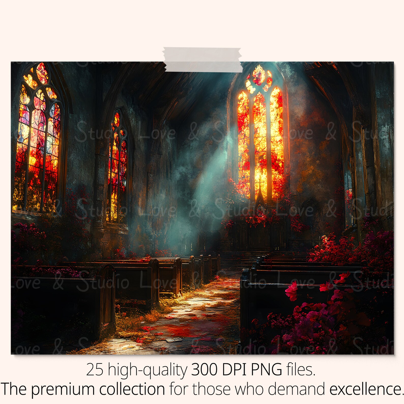 25 Abandoned Crumbling Chapel Digital Paper, Printable Gothic Romance ...