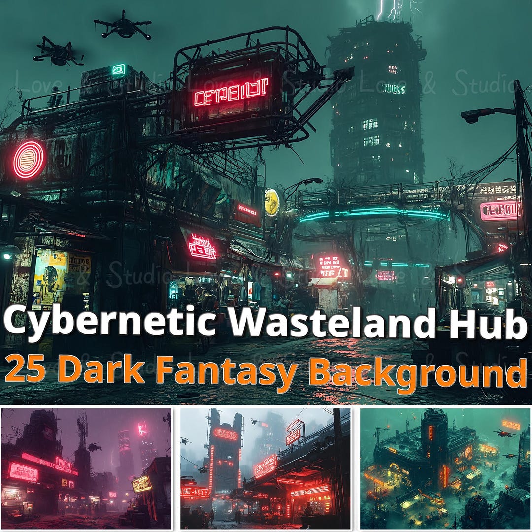 25 Cybernetic Wasteland Hub Digital Paper, Printable Dystopia ...