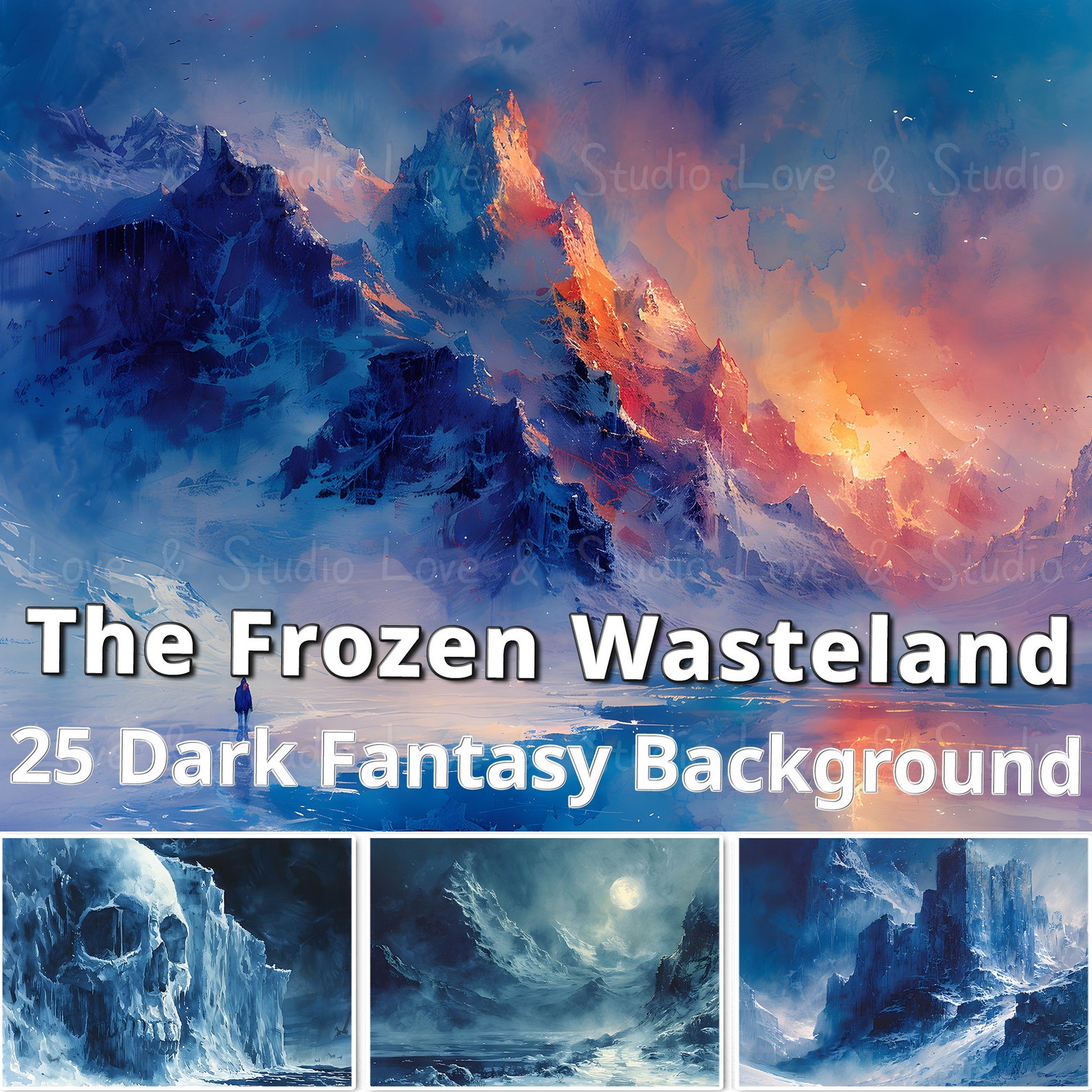 25 the Frozen Wasteland Digital Paper, Printable Dark Fantasy ...