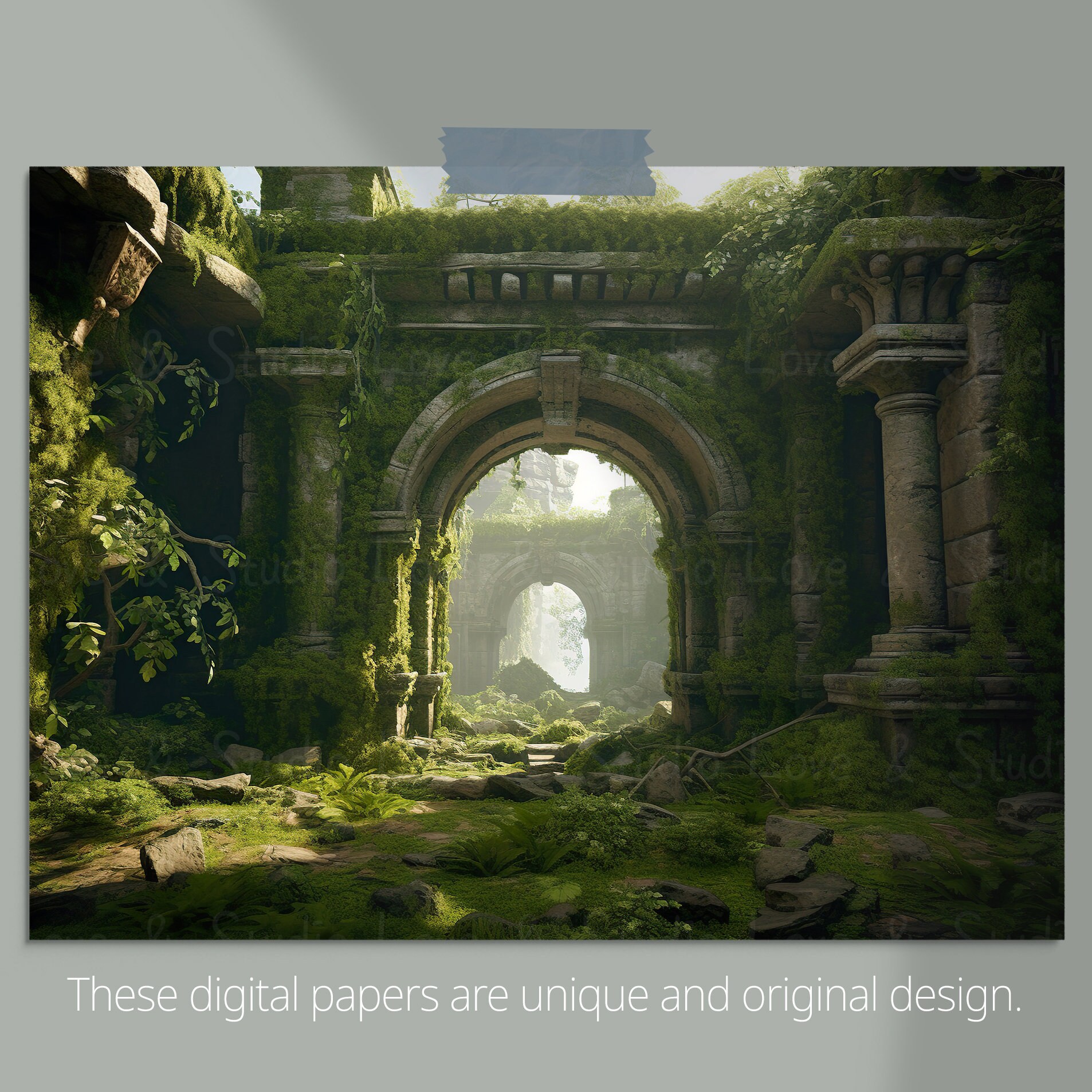 25 Ancient Ruins Digital Paper, Printable A Mystical Landscape, A ...