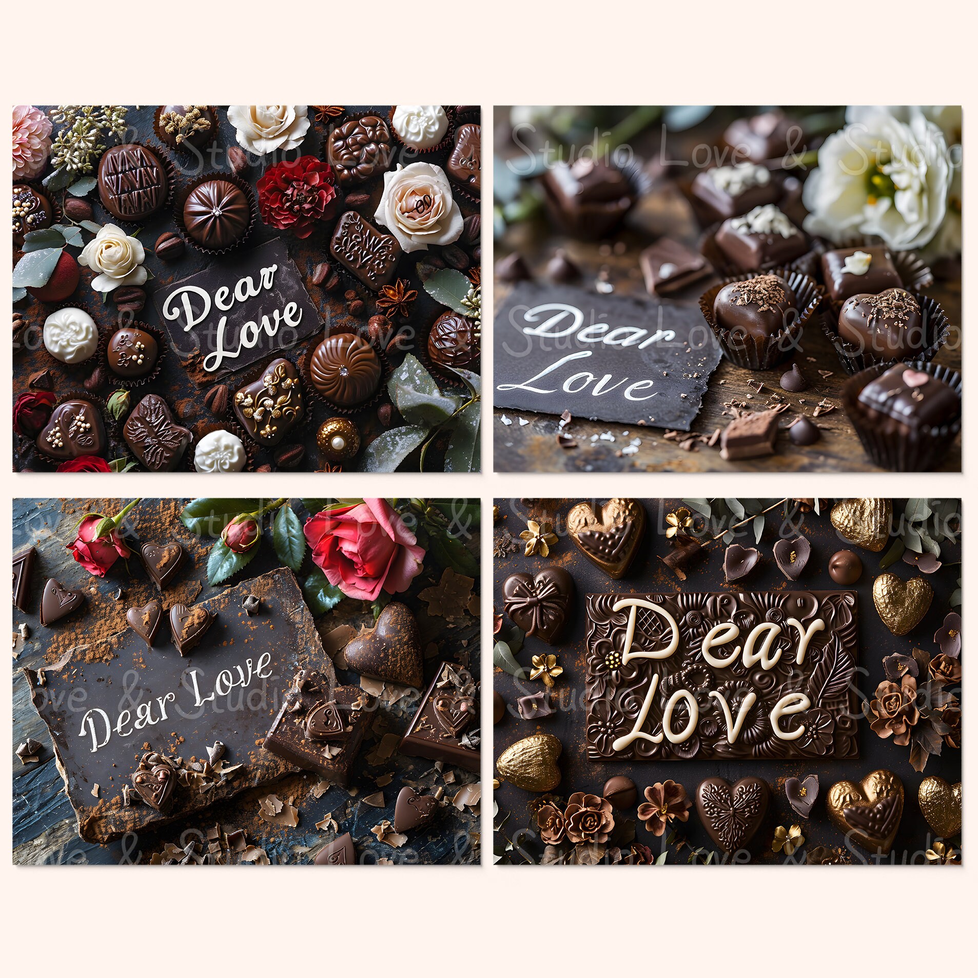 25 Dear Love in a Chocolate Digital Paper, Card Design for Valentine ...