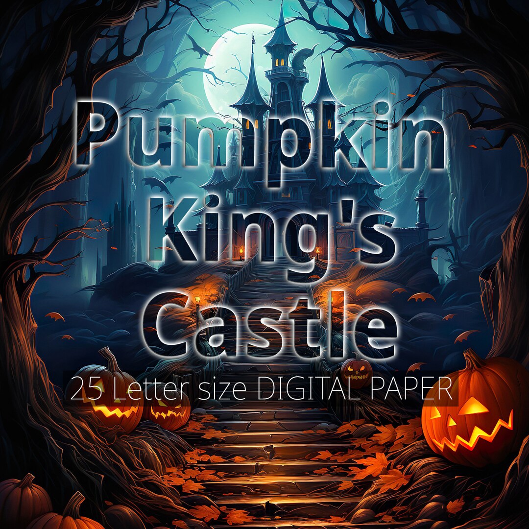 25 Wicked Pumpkin King's Castle Digital Paper, Printable Thrilling ...