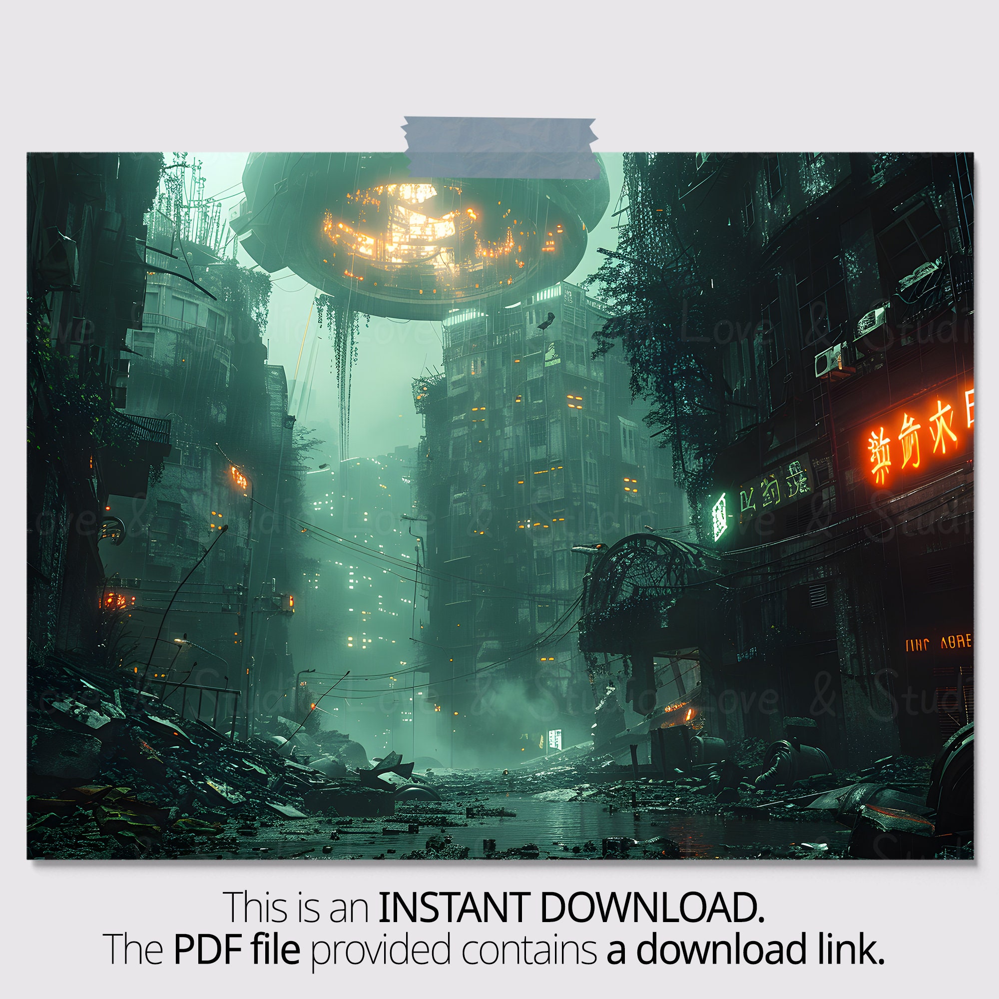 25 Alien Invasion Aftermath Digital Paper, Dystopian, Post Apocalyptic ...