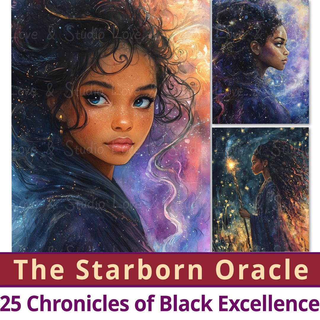 25 the Starborn Oracle Digital Paper, Fantasy Chronicle of Black ...