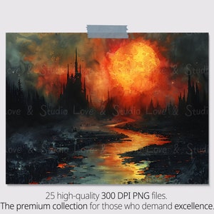 25 the Infernal Wastelands Digital Paper, Printable Dark Fantasy ...