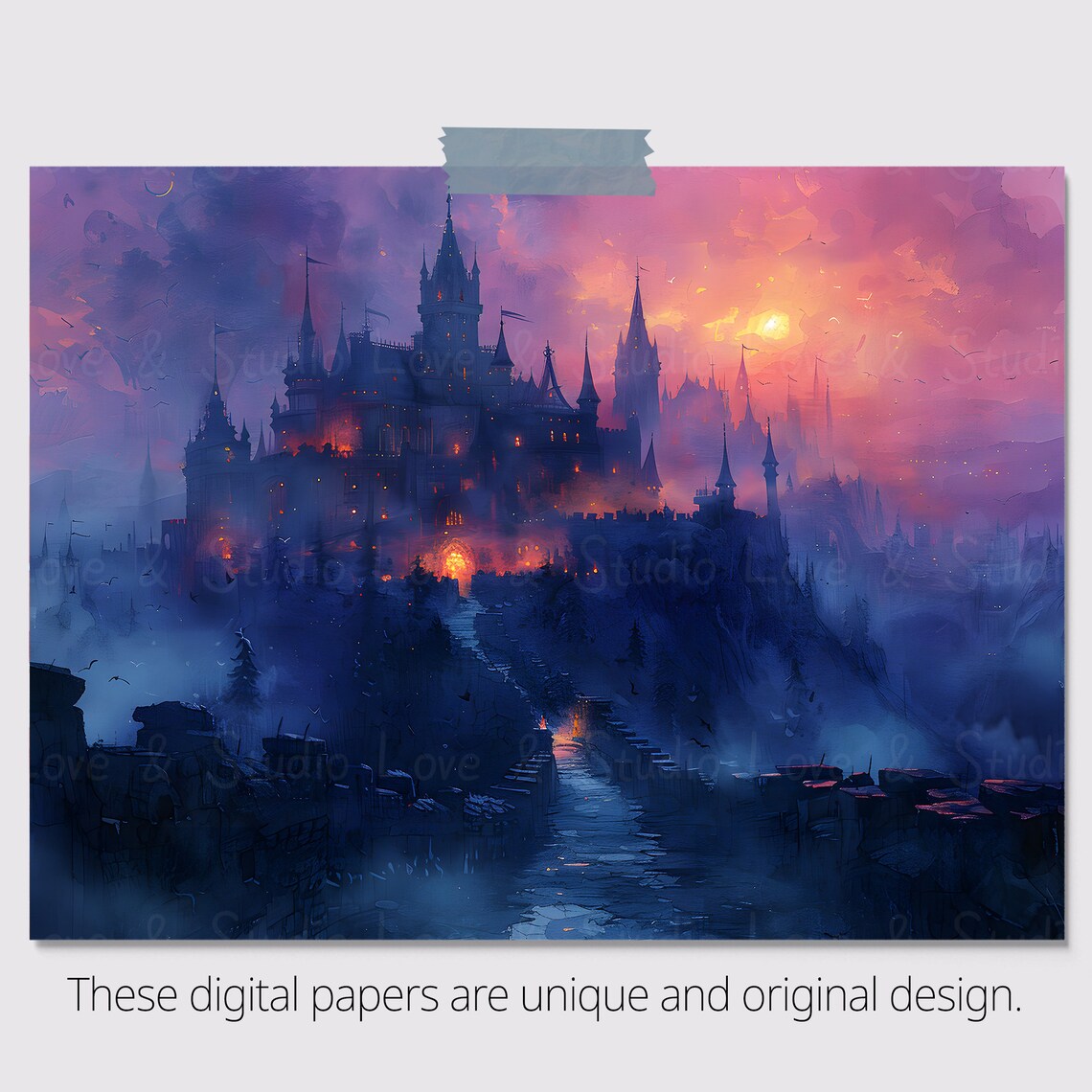 25 the Forsaken Citadel Digital Paper, Printable Dark Fantasy ...
